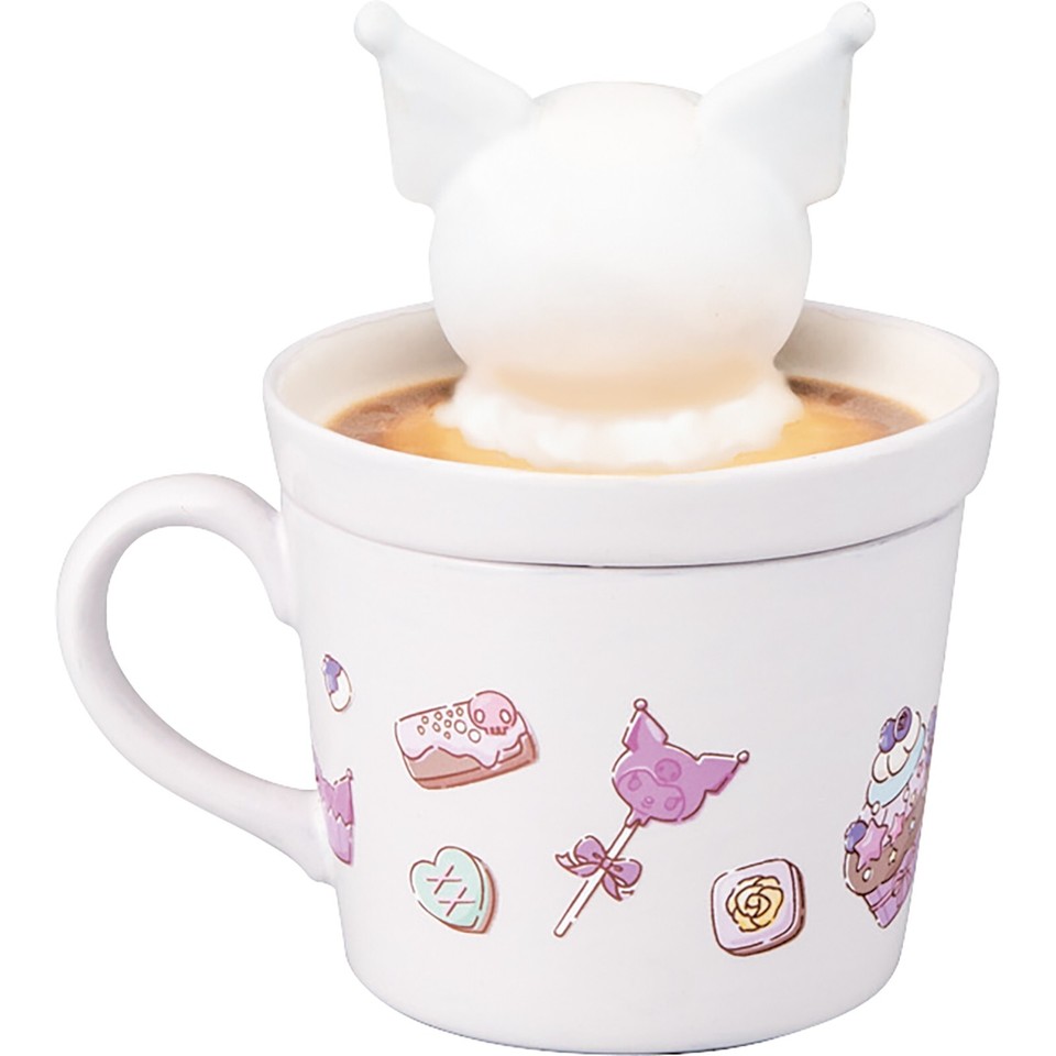 New Sanrio Kuromi Latte Art Mug Cup with Lid Ceramic Cute Kawaii From ...