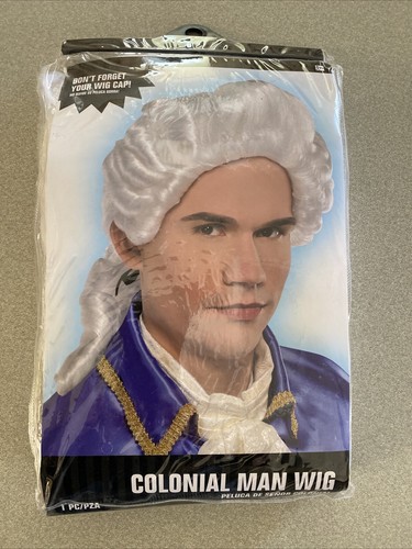 NEW Colonial Mens Adult Wig Powdered Washington White Costume Halloween ...