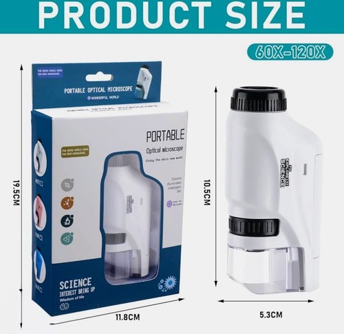 Mini Portable Microscope LED Lighting & 12 Specimen Slides | eBay