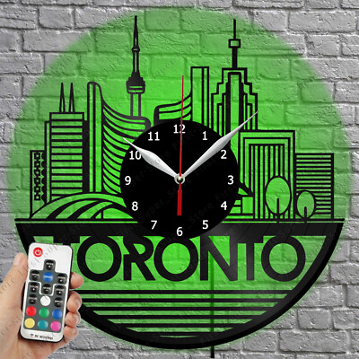LED Clock Toronto Vinyl Record Wall Clock Led Light Wall Clock 1382 | eBay