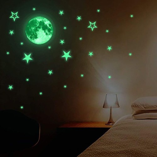 Luminous Moon Stars Stickers - Glow In The Dark Sticker Kids Room ...