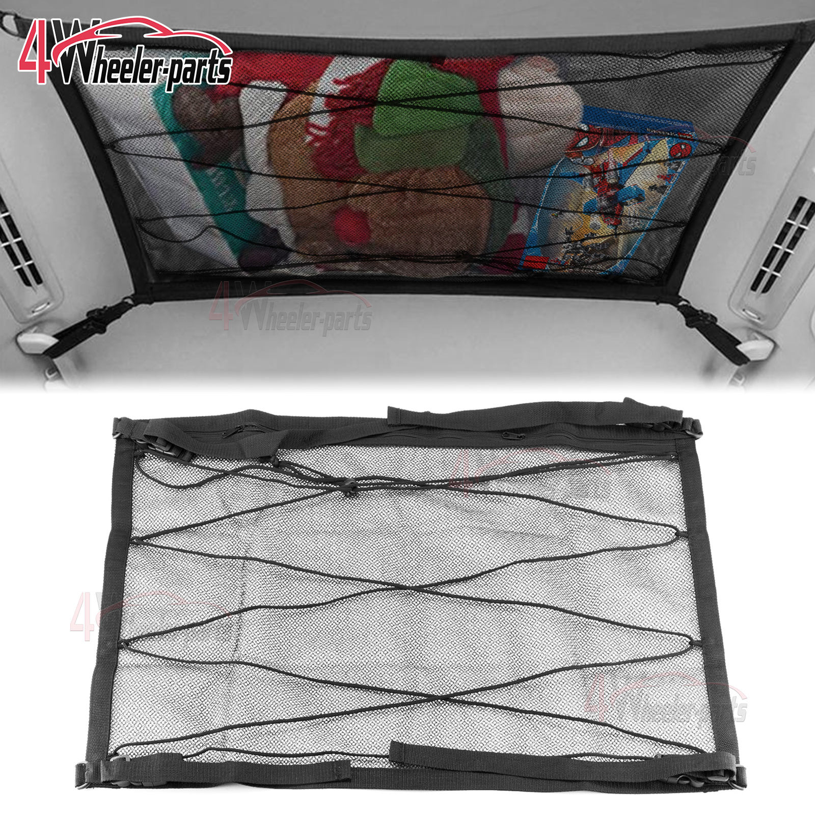 For Jeep Wrangler JK TJ Interior Roof Ceiling Cargo Net Mesh Storage ...
