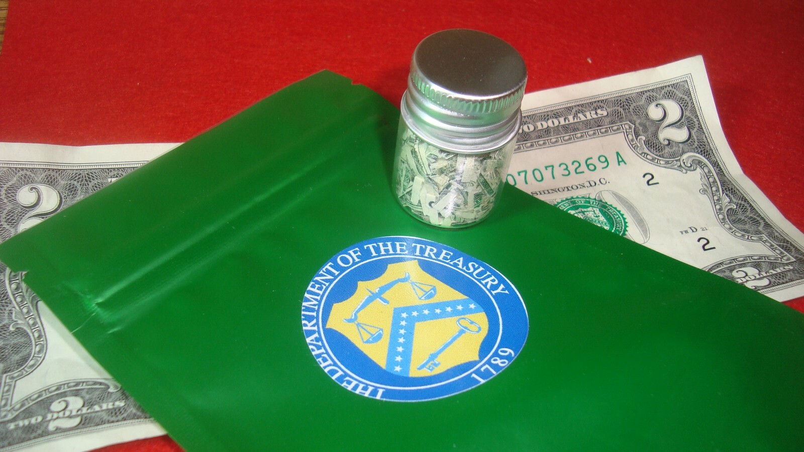 USA Department of The TREASURY Shredded Currency Money Glass Bottle ...