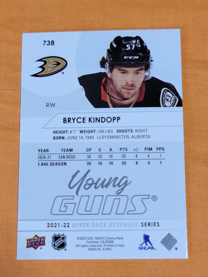 2021-22 Upper Deck Bryce Kindopp Young Guns Rookie RC YG #738 | eBay