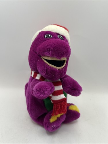 VINTAGE Barney The Purple Dinosaur Rare 7” Christmas Plush Santa Hat ...