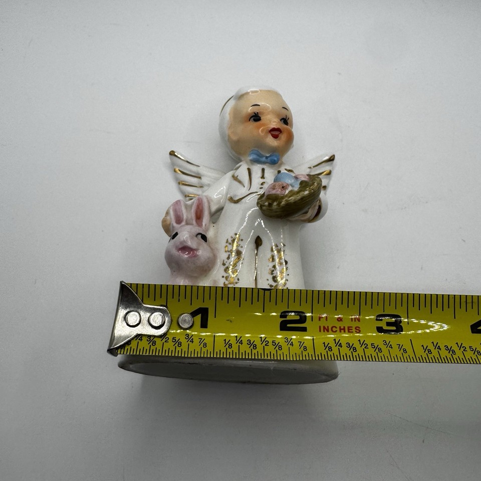Vintage 1956 Napco April Month Angel Boy w Easter Bunny Egg Basket ...