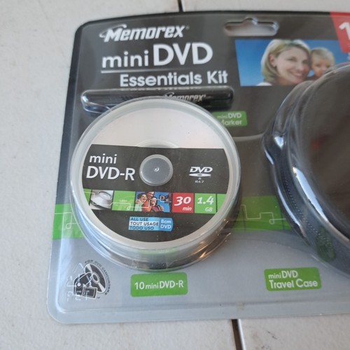 Memorex mini DVD-R 30 min 1.4GB 10-Pack w/ Travel Case & Marker NEW ...