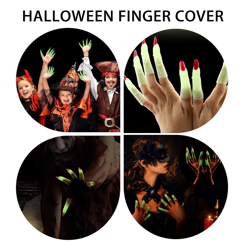 20PCS Witch Finger Covers Glowing Fake Fingers Glow in The Dark Witch ...