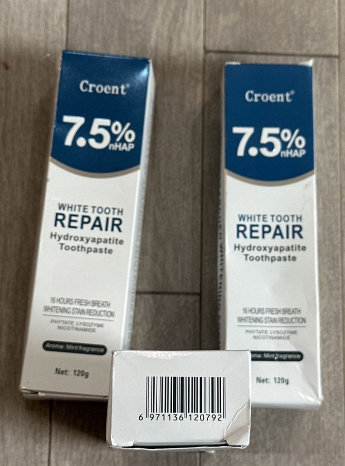 Croent 7.5% nHAP White Tooth Repair Hydroxyapatite Toothpaste Lot Of 3 ...