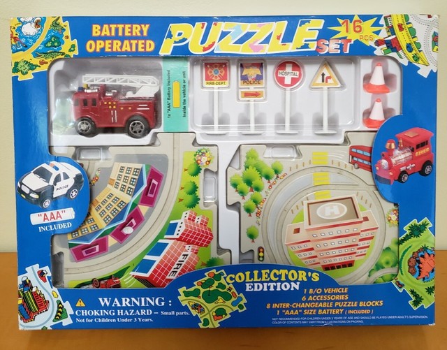 Battery Operated Puzzle Vehicle Play Car Set Military Force Track 16pcs ...