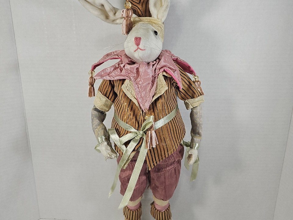 Rare Vintage Freestanding Jester Rabbit Doll White Easter Bunny ...