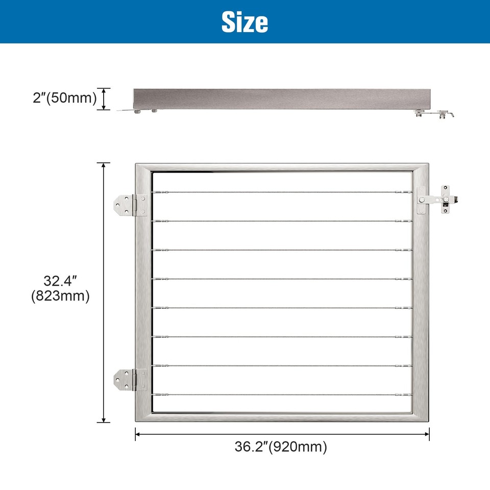 Cable Railing Gate for Wood/Metal Cable Railing System Stainless Steel ...