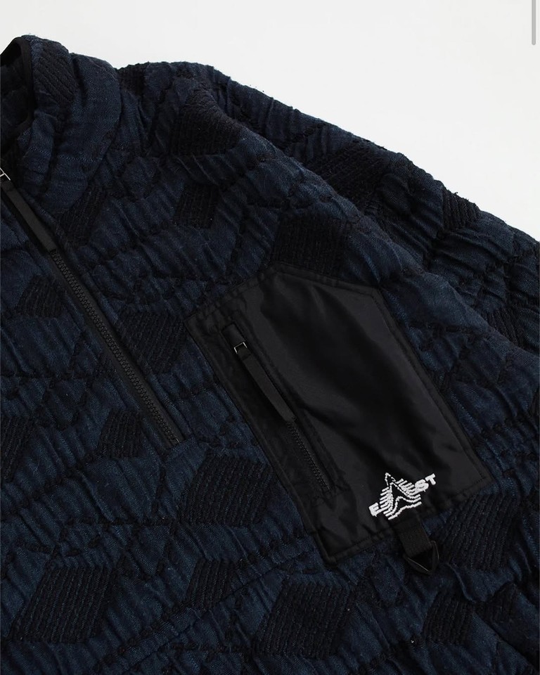 18 East ECHO HALF-ZIP PULLOVER - INDIGO / BLACK MOUNTAIN QUILTED COTTON Mens M | eBay