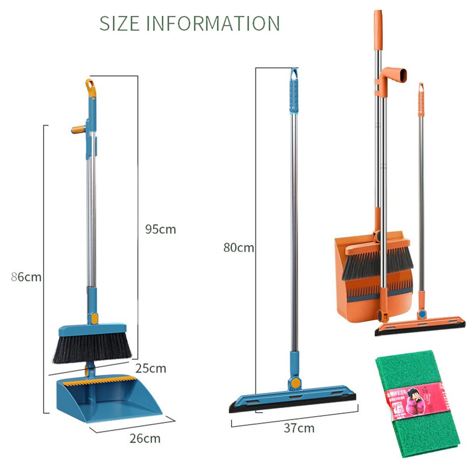 Long Handled Dustpan and Brush Set Strong Metal Handle Dust Pan & Broom ...