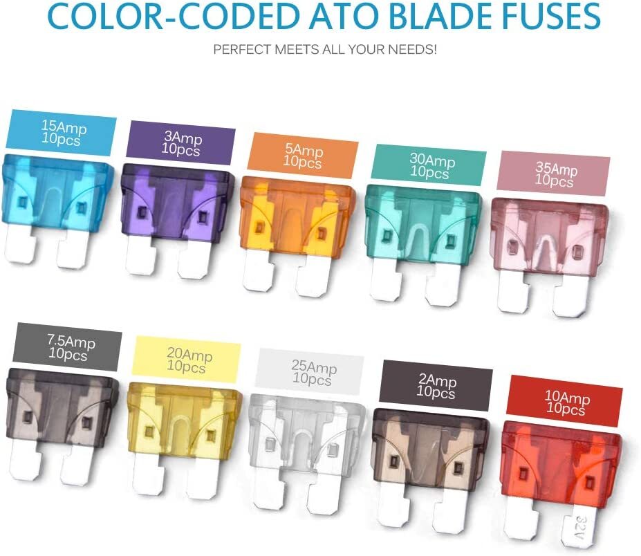 100pcs Standard Blade Fuse Assortment Auto Car Truck Fuses Kit ATC ...