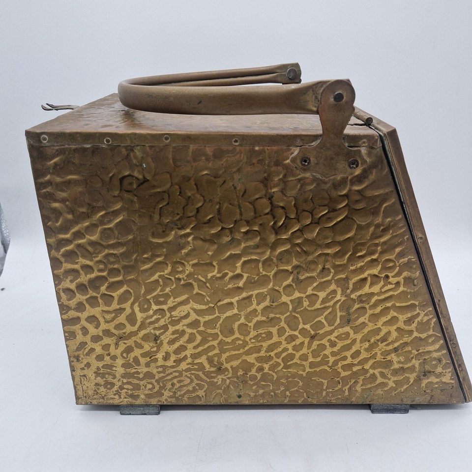 Large Decorative Vintage Brass wood Box Embossed Coal Fire Kindling ...