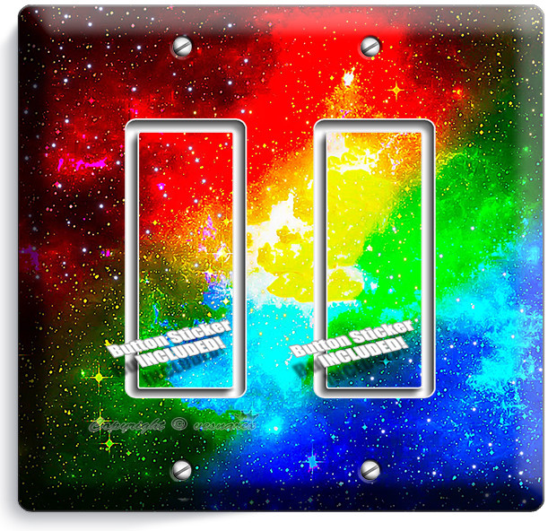 SPACE GALAXY STARS RAINBOW NEBULA CLOUD LIGHT SWITCH OUTLET PLATE ROOM ...