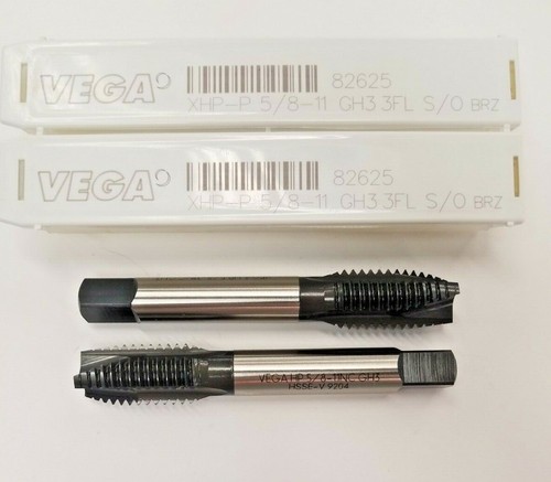 2 PIECES, VEGA TOOL, XHP-P 5/8-11 GH3 3FL S/O SPIRAL FLUTE TAP D324 | eBay