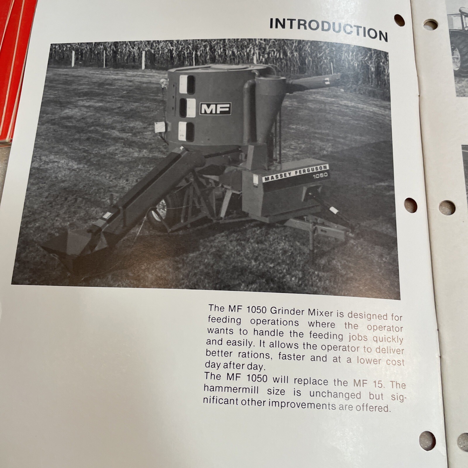 Massey Ferguson MF 1050 Grinder Mixer Product Information Manual | eBay