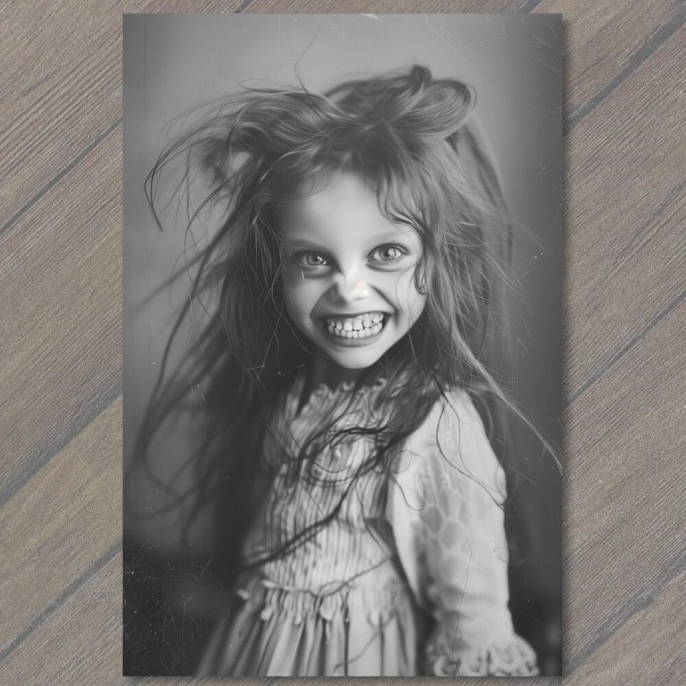 5x7" Young Girl Angry Screaming Face Vintage Vibe Wild Crazy Anxiety ...