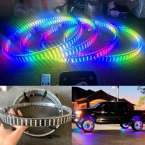 17.5'' Double Side Quad Row LED Wheel Lights for Truck Chasing Color ...