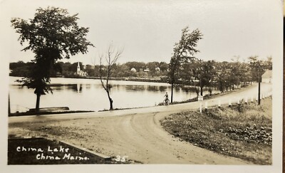 China Lake, China ME Maine Antique Real Photo Postcard Bike Vintage ...