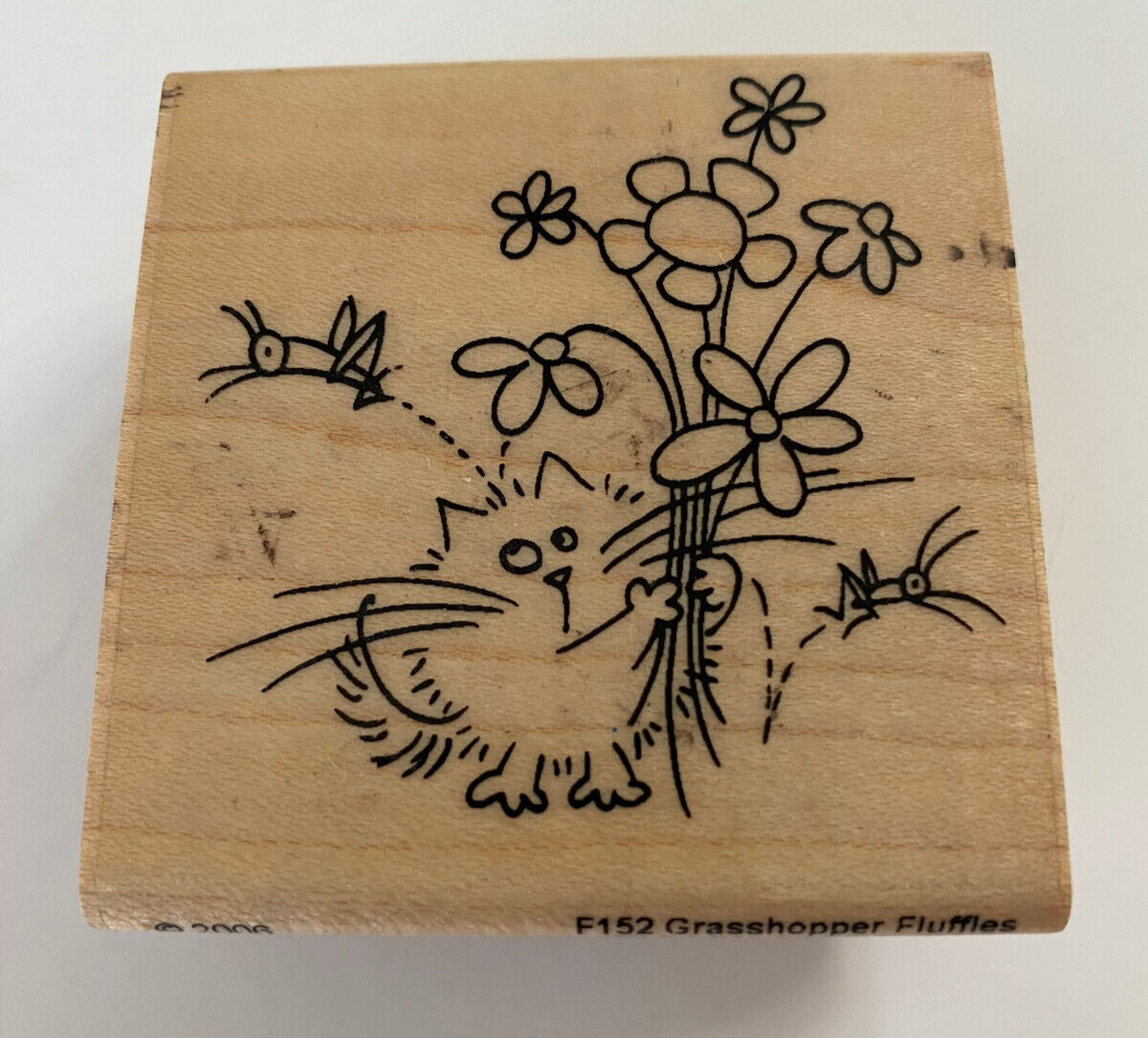 Grasshopper FLUFFLES cat -2006 Stampendous Rubber Stamp - #152 ,Spring ...