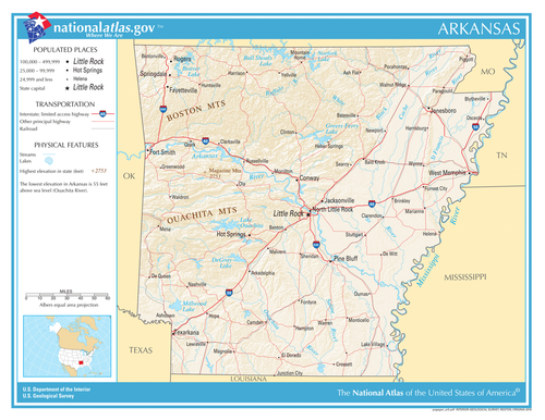 Arkansas State Reference Laminated Wall Map | eBay