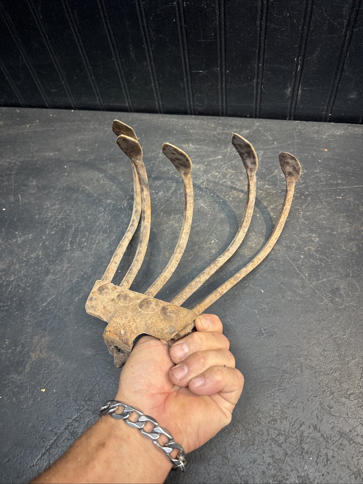 Vintage 5 Tine Prong Garden Cultivator Hoe Rake Claw Implement Farm ...