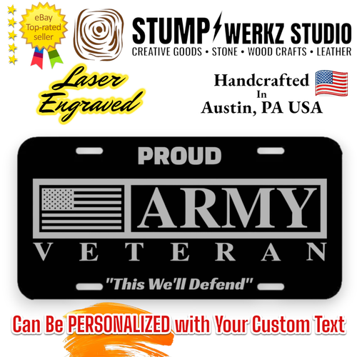 US Military US Army Veteran License Plate Vehicle Tag Personalized ...