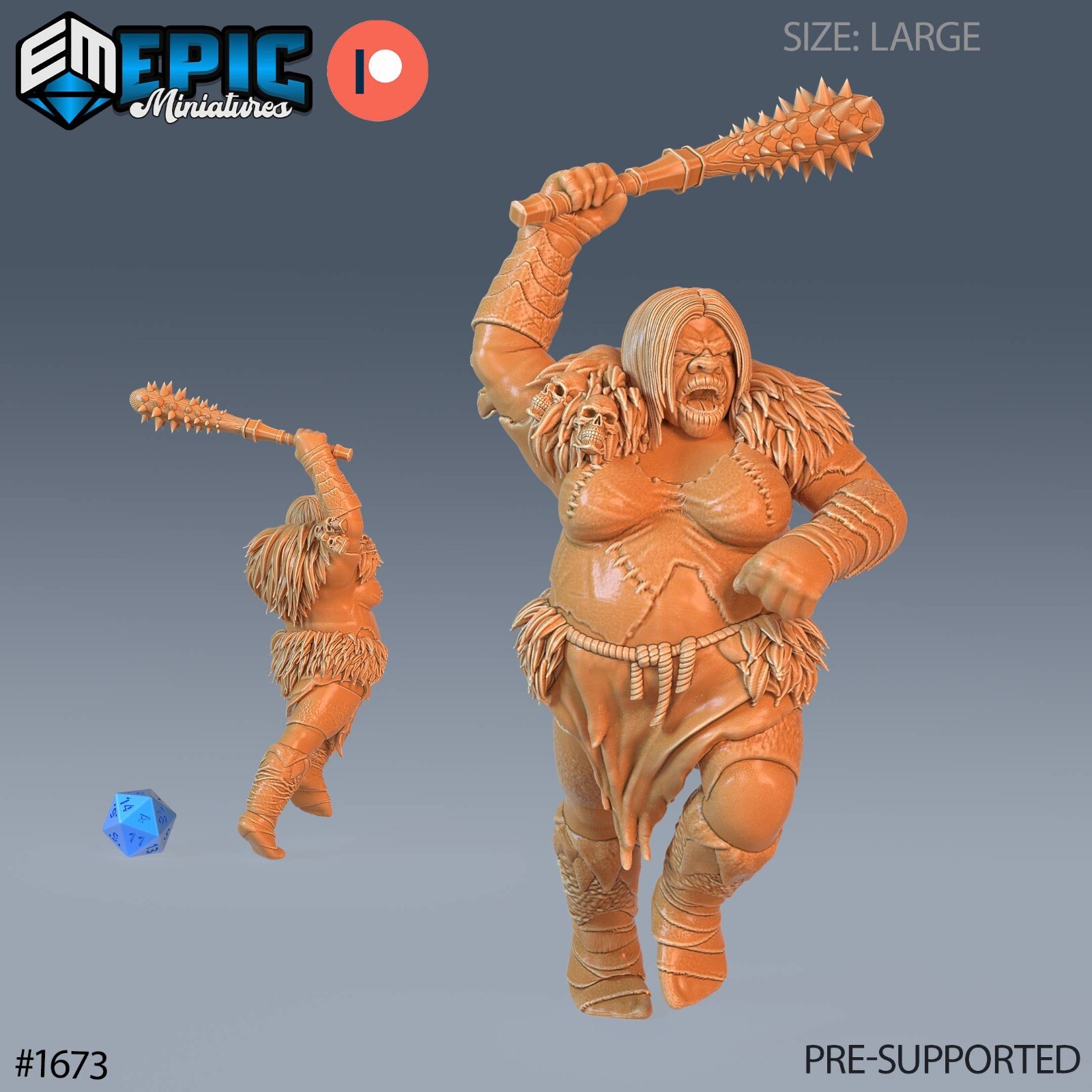 Female Ogre D&D Dungeons and Dragons RPG Fantasy - Epic Miniatures 28mm ...