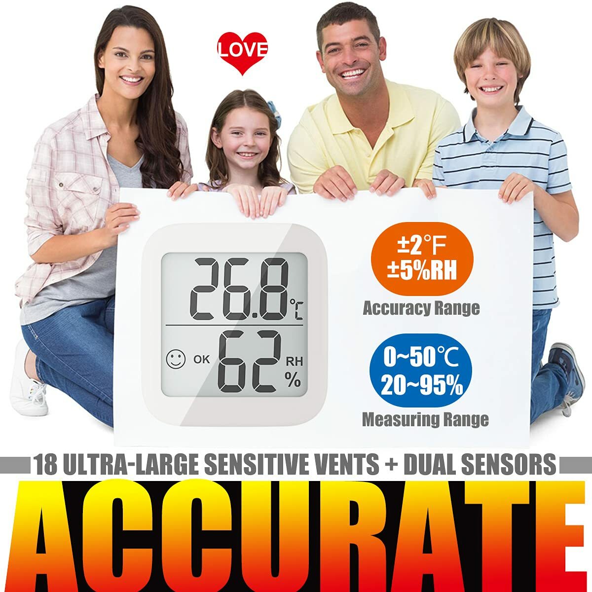 Digital LCD Indoor Thermometer Hygrometer Temperature Dual Humidity ...