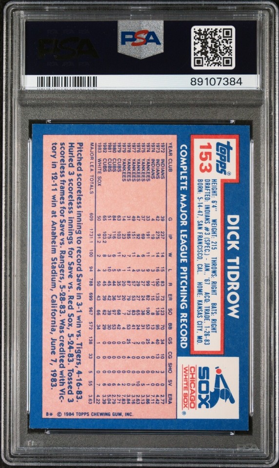 1984 Topps Tiffany #153 DICK TIDROW Mister Dirt - PSA 8 - *FREE ...