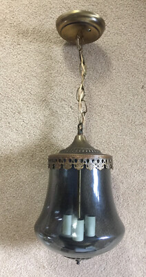 Thomas Industries Smoke Glass Pendant Ceiling Light Fixture Mid-Century Vintage | eBay