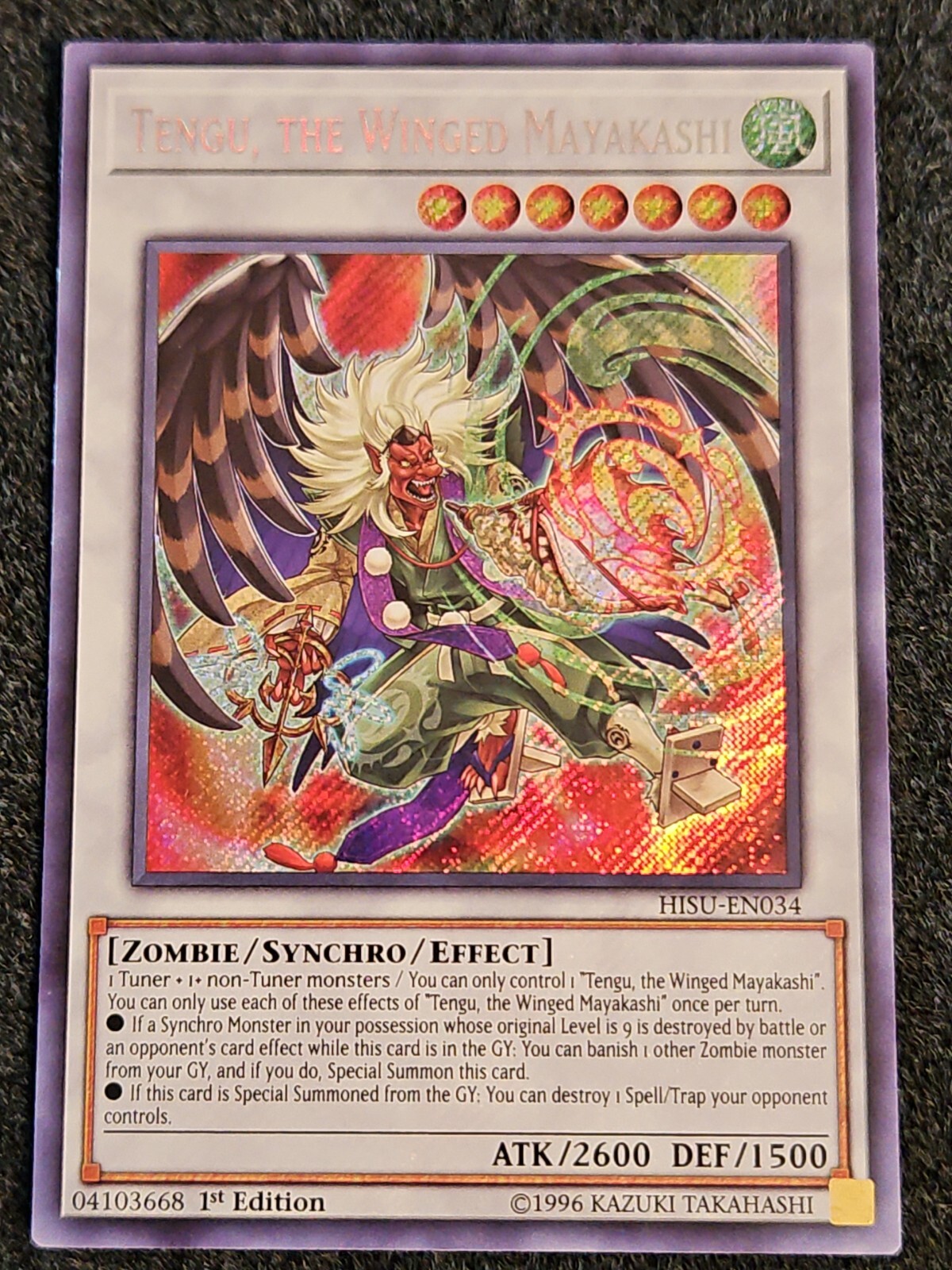 Tengu, the Winged Mayakashi HISU-EN034 1st Edition Secret Rare Yugioh ...