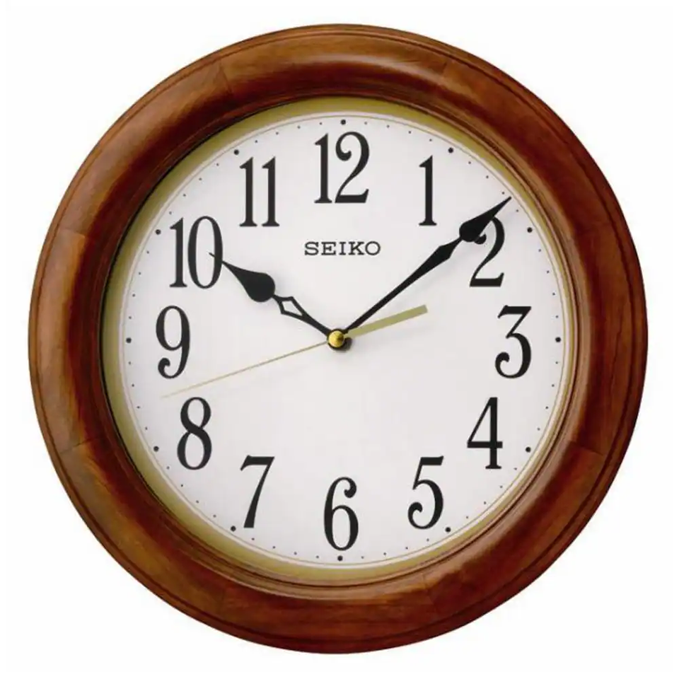 Seiko Wall Clock Wood Frame Round 11.5 in Analog Quiet Sweep Second ...
