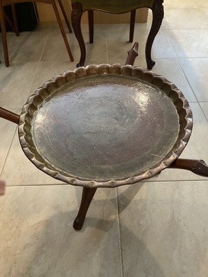 Antique tray table, Mahogany with metal tray | eBay