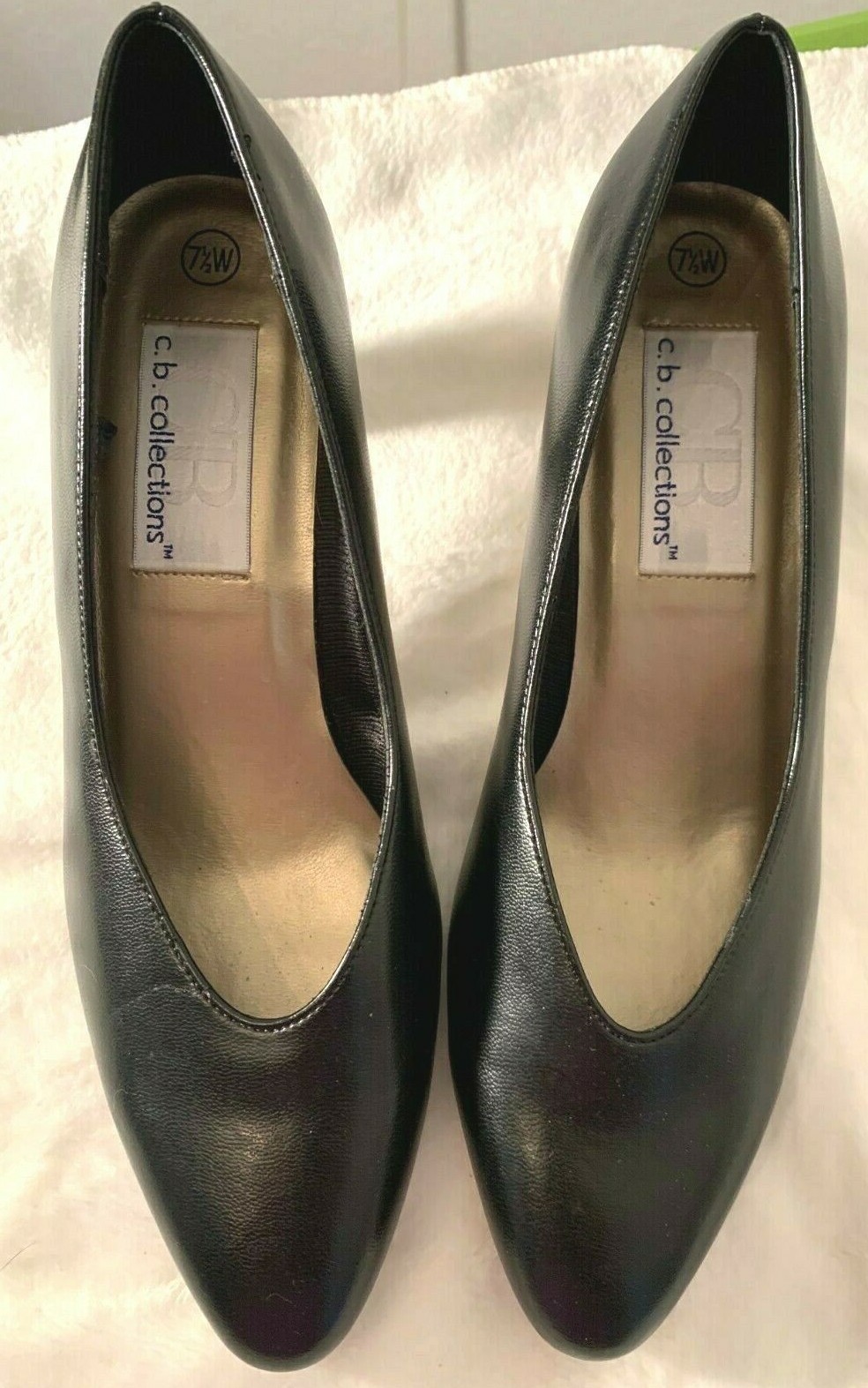 CB Collections Simple Black Heels Pumps Size 7.5 W - Gem