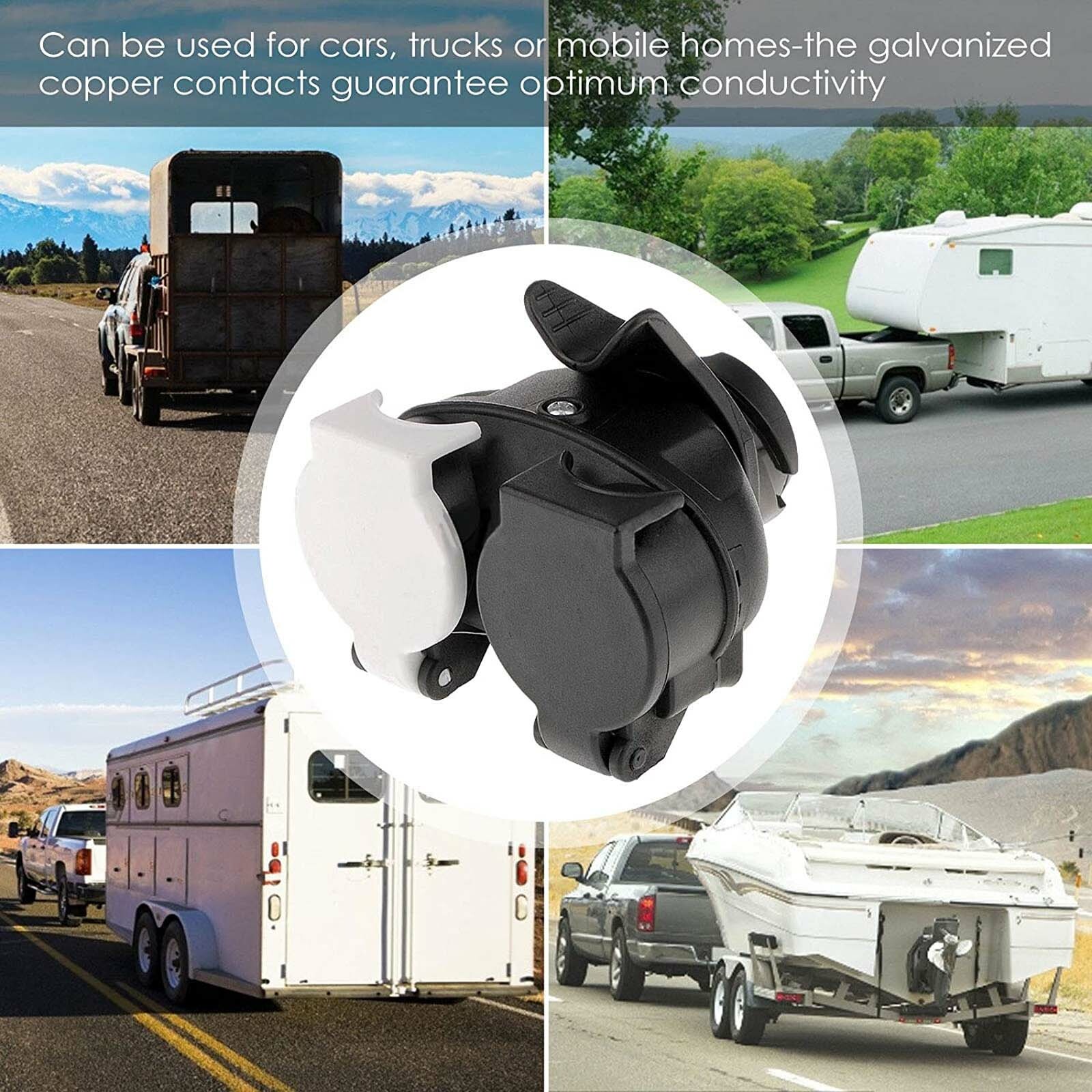 13 to 7 Pin Trailer Truck Tow Bar Plug Adaptor Socket Electric Towing ...