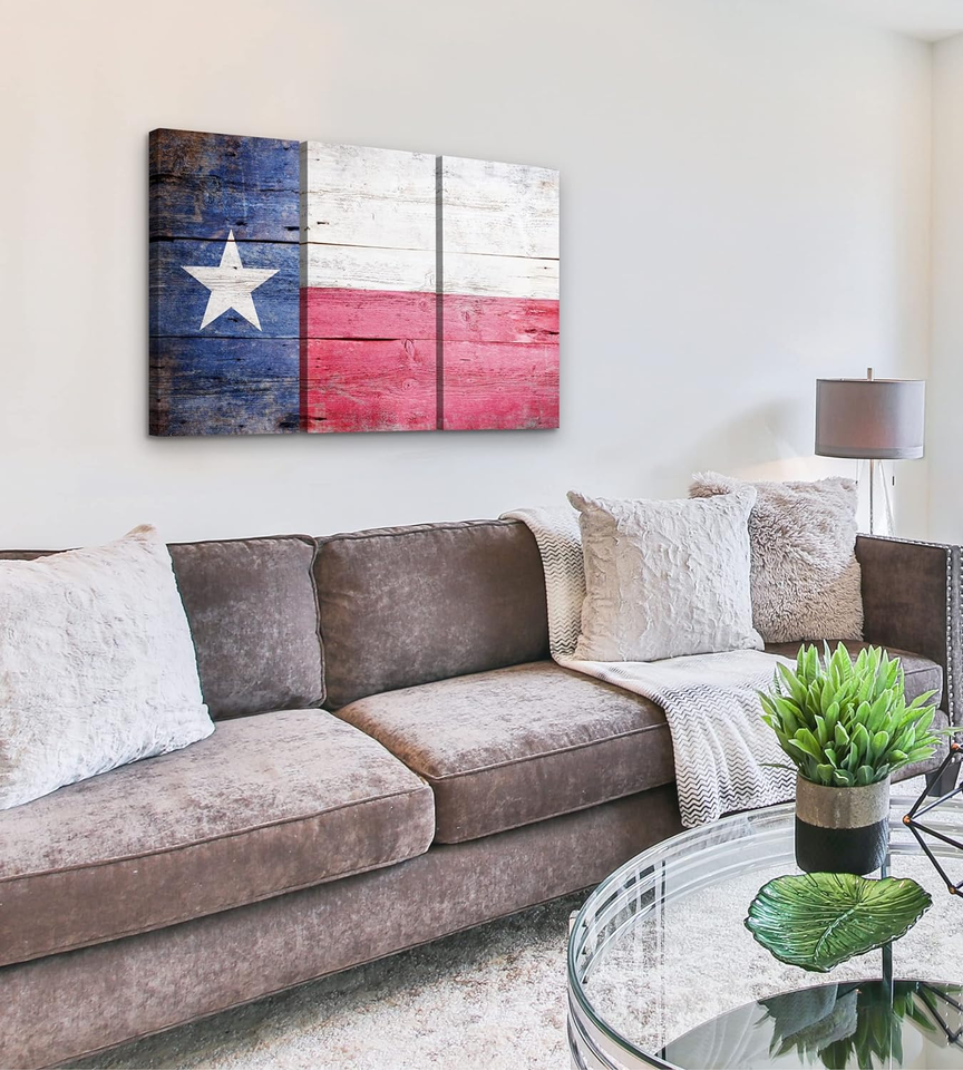 Texas Wall Art Decor - Texas Flag Wall Canvas 24X36 - Texas Wall Decor ...