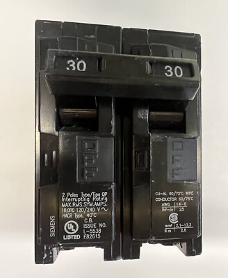 SIEMENS Q230 30 Amp 2 Pole Circuit Breaker | eBay