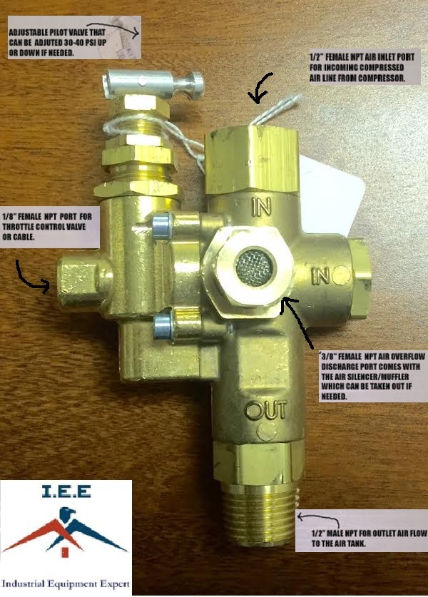 Air Compressor Pilot check valve unloader combination gas discharge 95 ...
