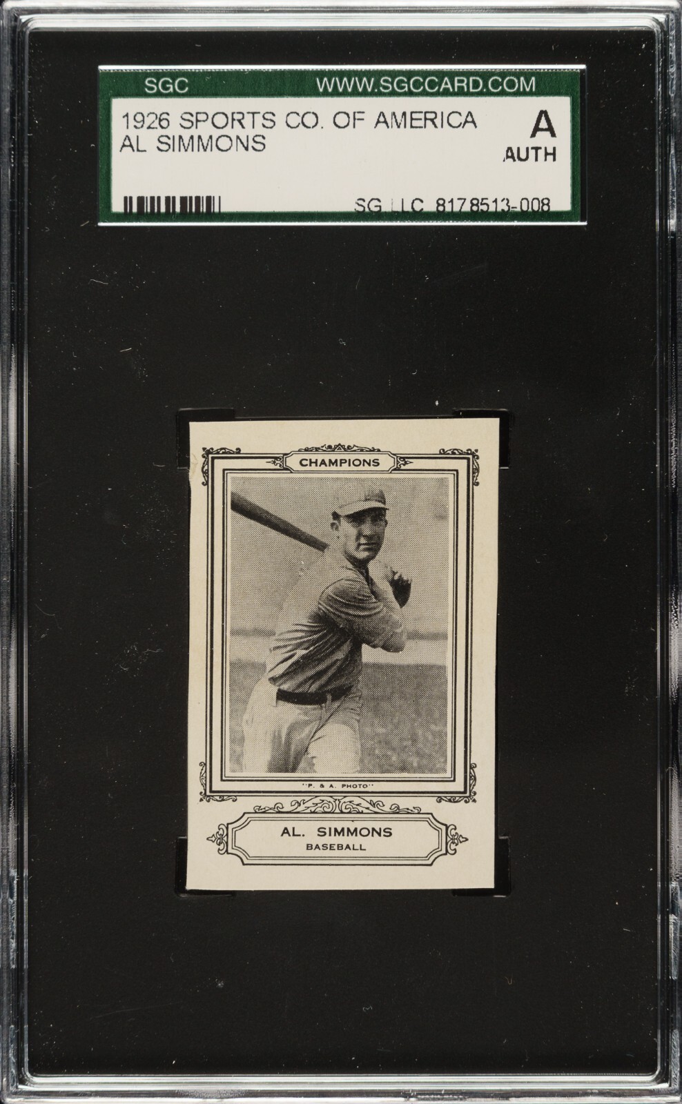 Al Simmons 1926 Spalding Champions Athletics HOF Rookie SGC Auth ...