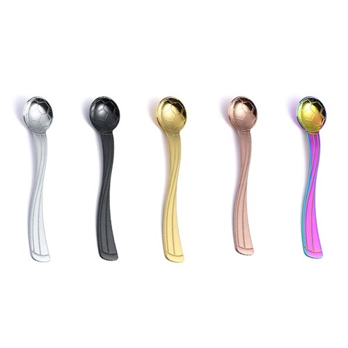 6 Pcs Stainless Steel Stirring Spoons Football Pattern Coffee Dessert ...