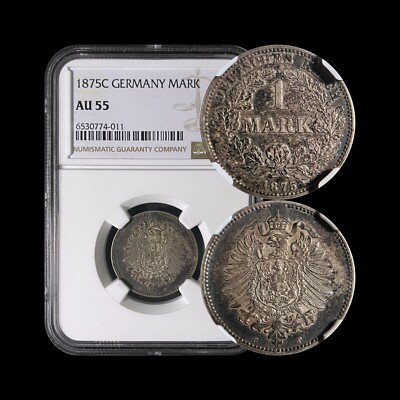 GERMANY. 1875, Mark, Silver, C - NGC AU55 - Wilhelm I, Frankfurt | eBay
