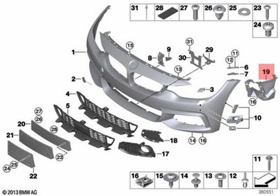 Genuine BMW F32 F36 428i 428iX 430i 430iX Support Fog Lamp Left ...