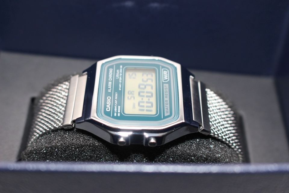 CASIO CLASSIC Series A158WEM-3JF Digital Unisex Green Dial Stainless ...