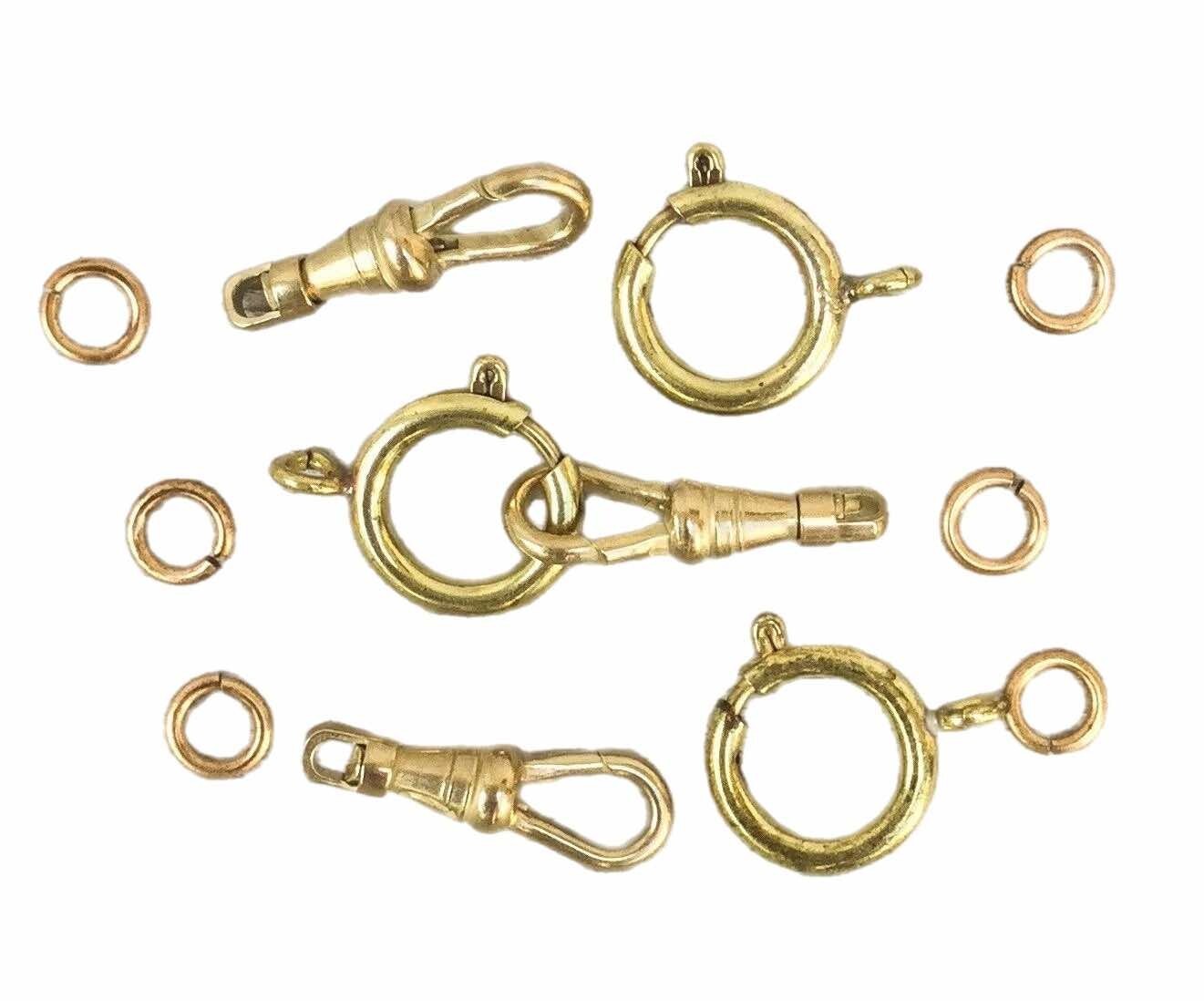 1 Set Gold Tone Spring Ring & Swivel Clip w Jump Rings. Clasps | eBay