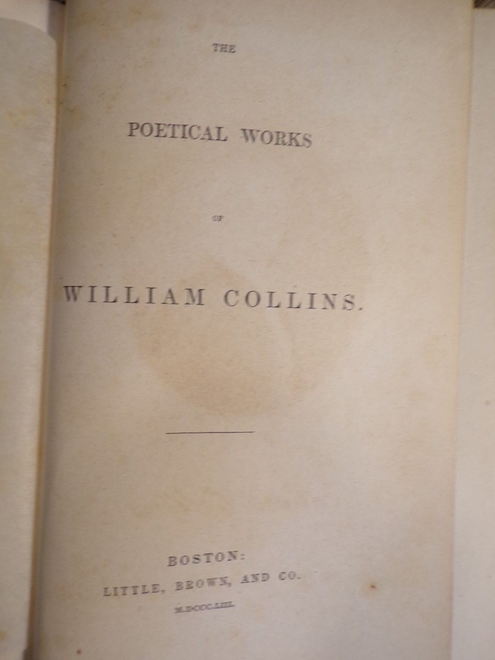 The Poetical Works of William Collins ~ The British Poets ~ 1853 ...
