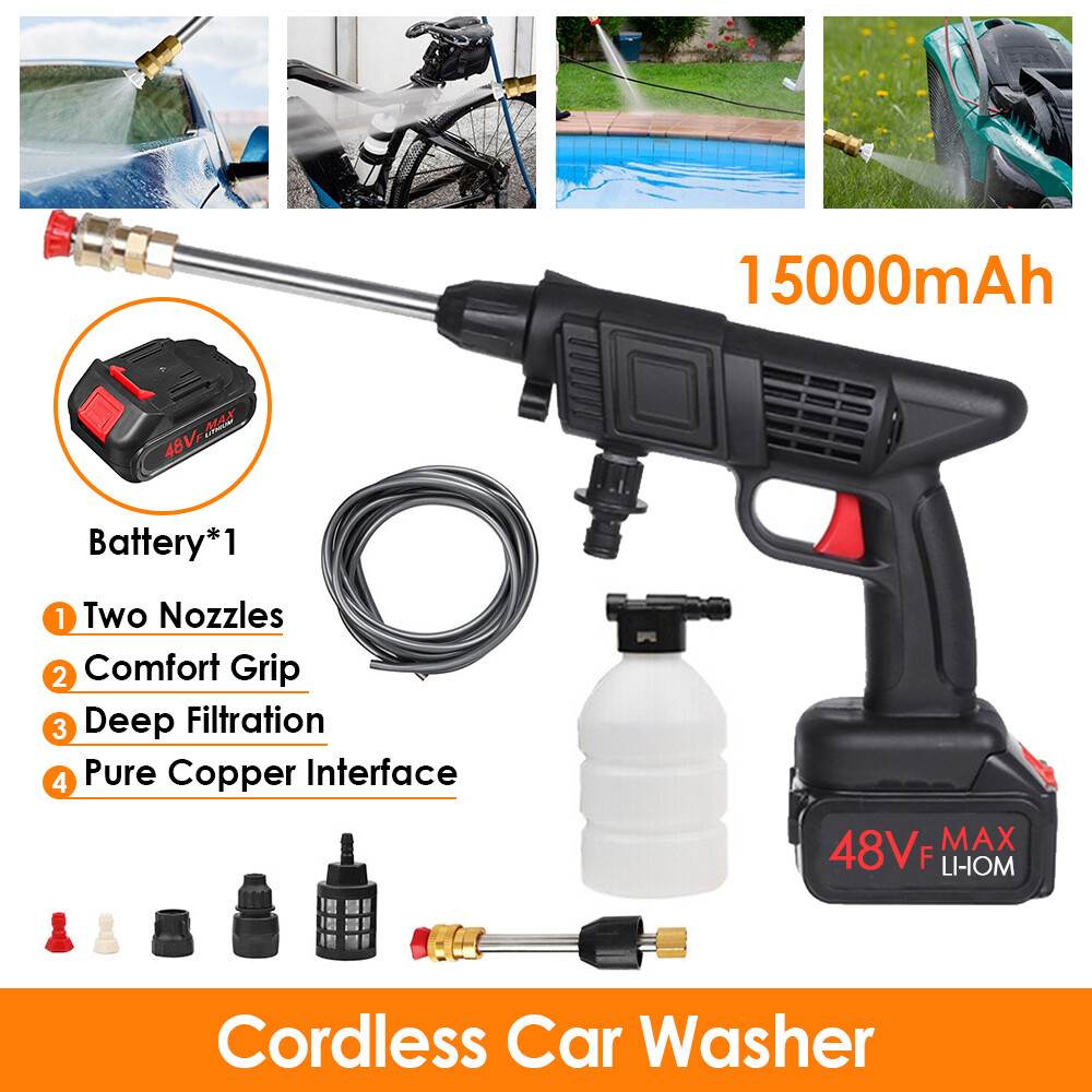 1500W Cordless Electric High Pressure Water Spray Car Gun Portable ...